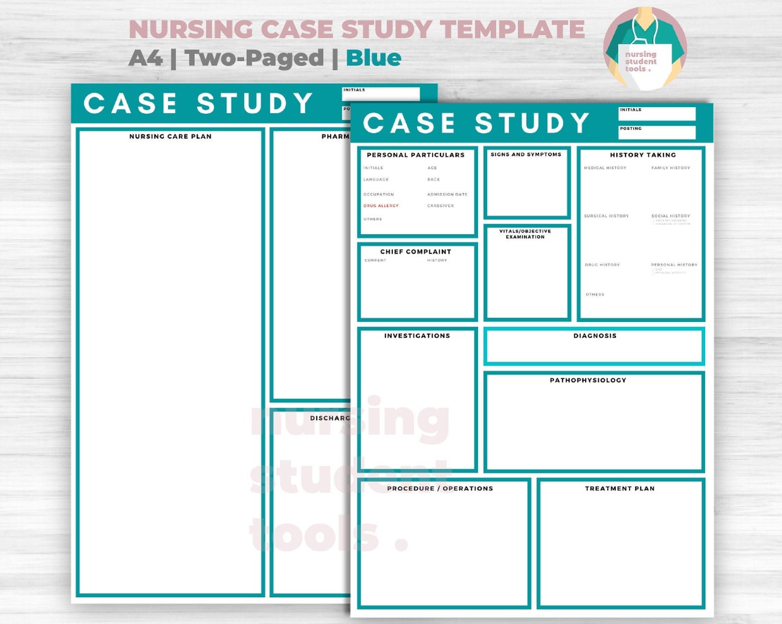 Nursing Case Study Template BLUE | A4 | Two-paged | Digital | Printable ...