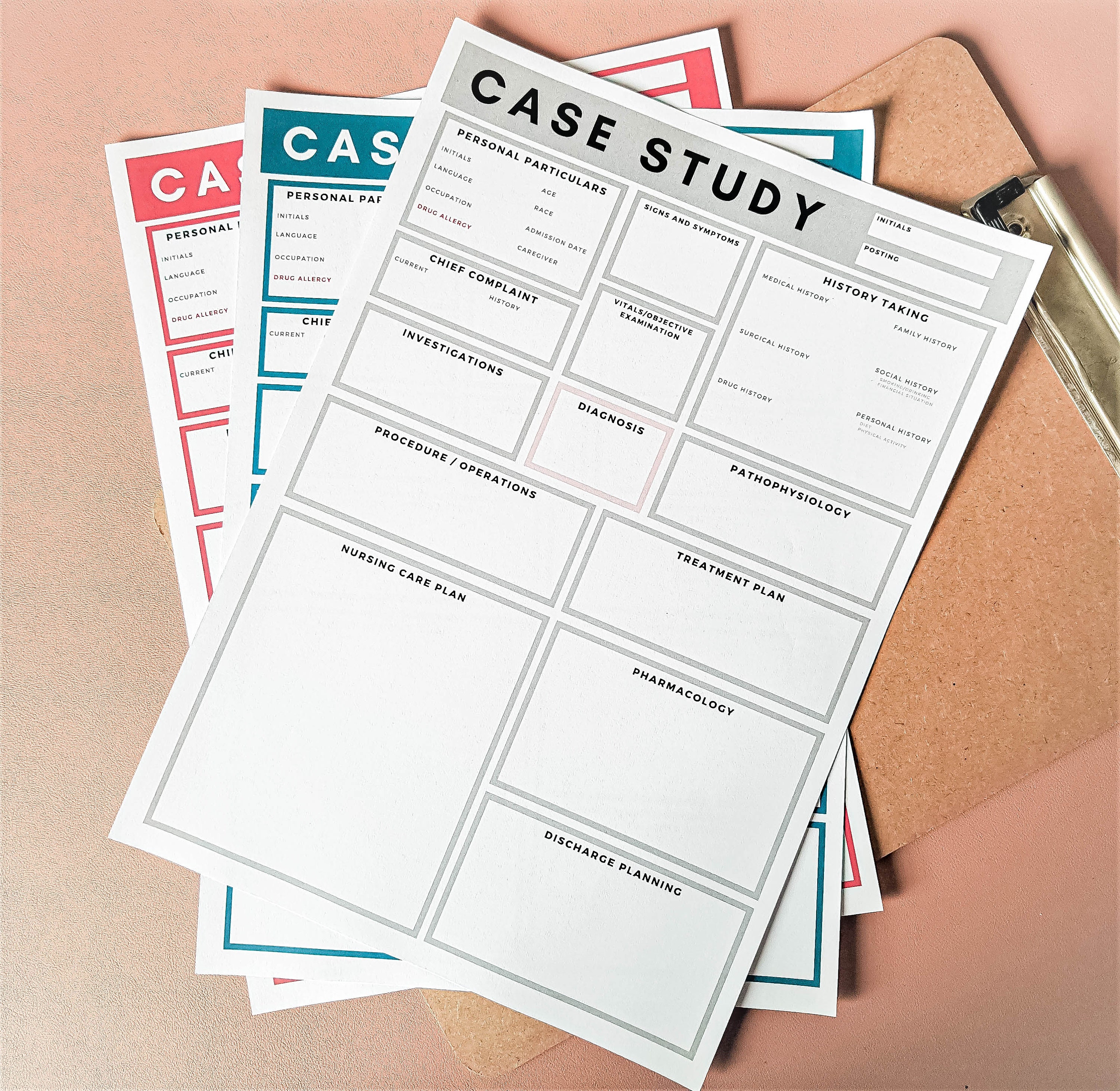 Nursing Case Study Template GREY | A4 | One-paged | Digital | Printable ...