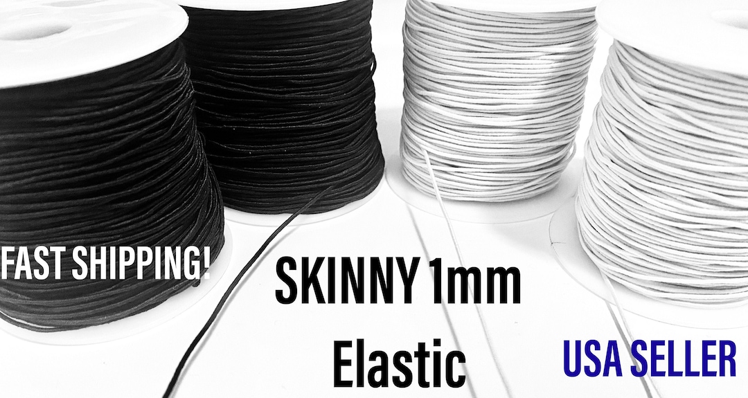 1mm Skinny Elastic | White, Black Elastic Cord | Thin Elastic for DIY ...