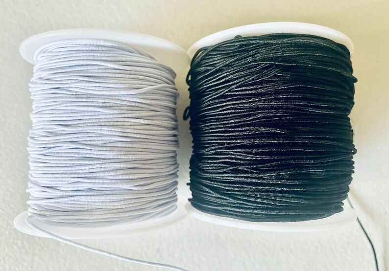 1mm Elastic Cord & String | White, Black Elastic | Skinny Elastic for ...
