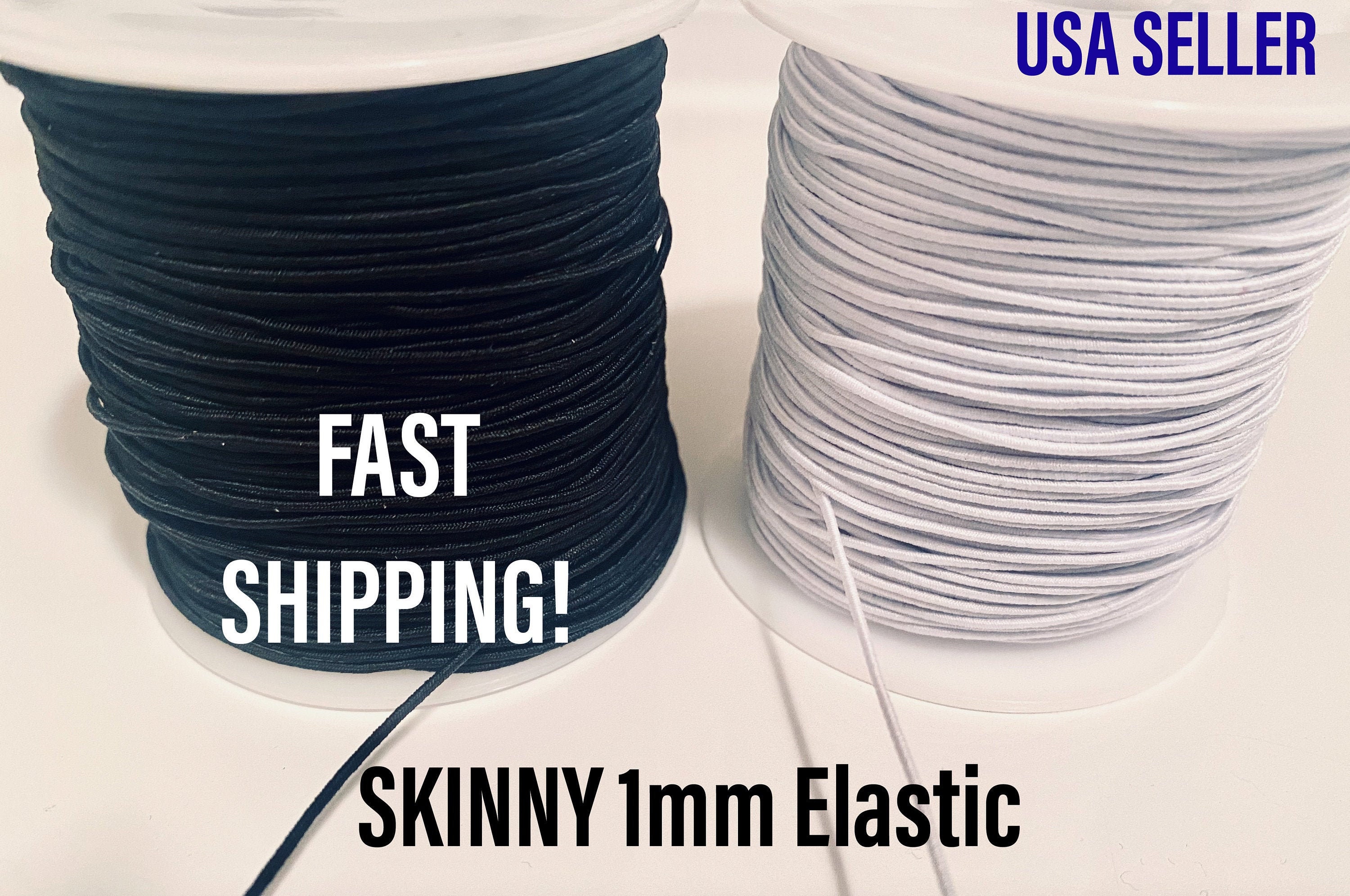 1mm Elastic Cord & String | White, Black Elastic | Skinny Elastic for ...