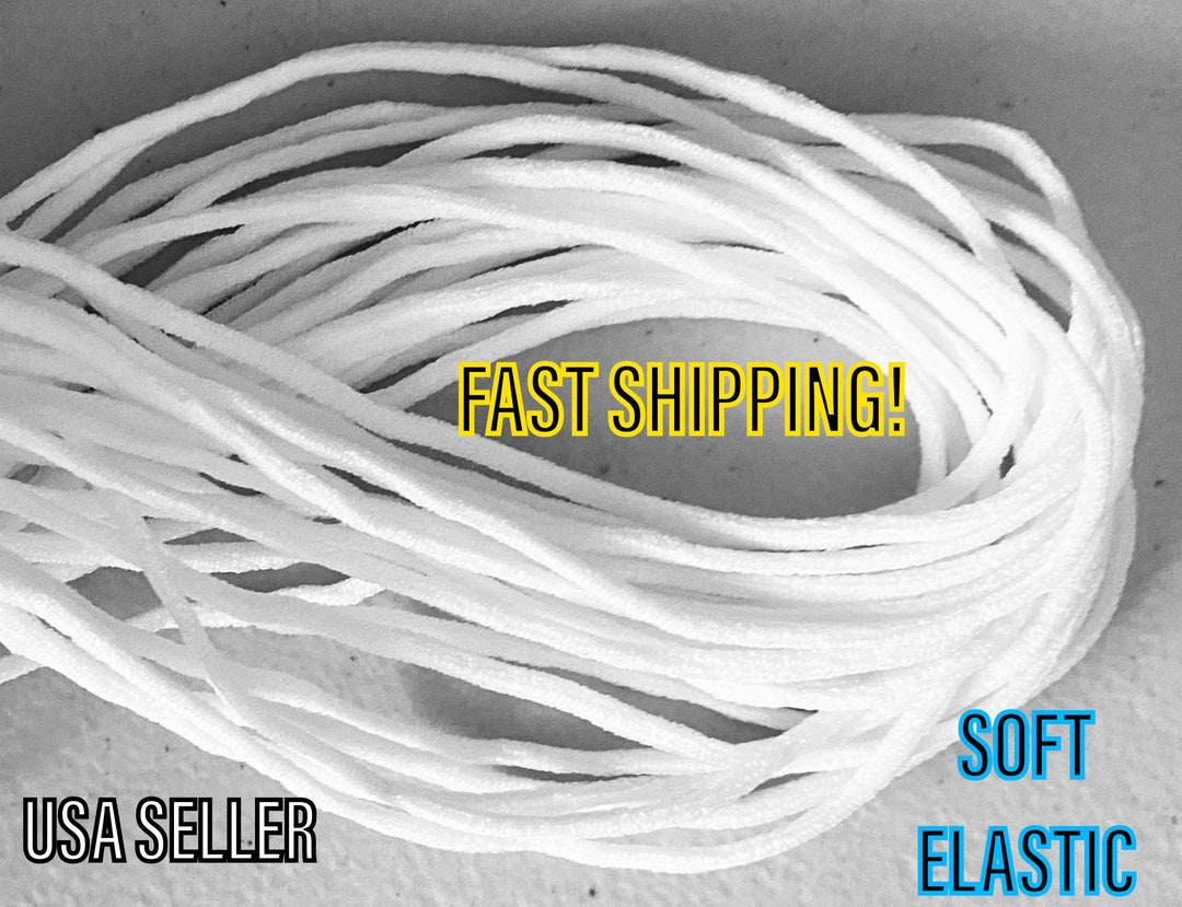 3mm White Elastic Earloop Cord | Soft Round Elastic for Face Masks | 10 ...