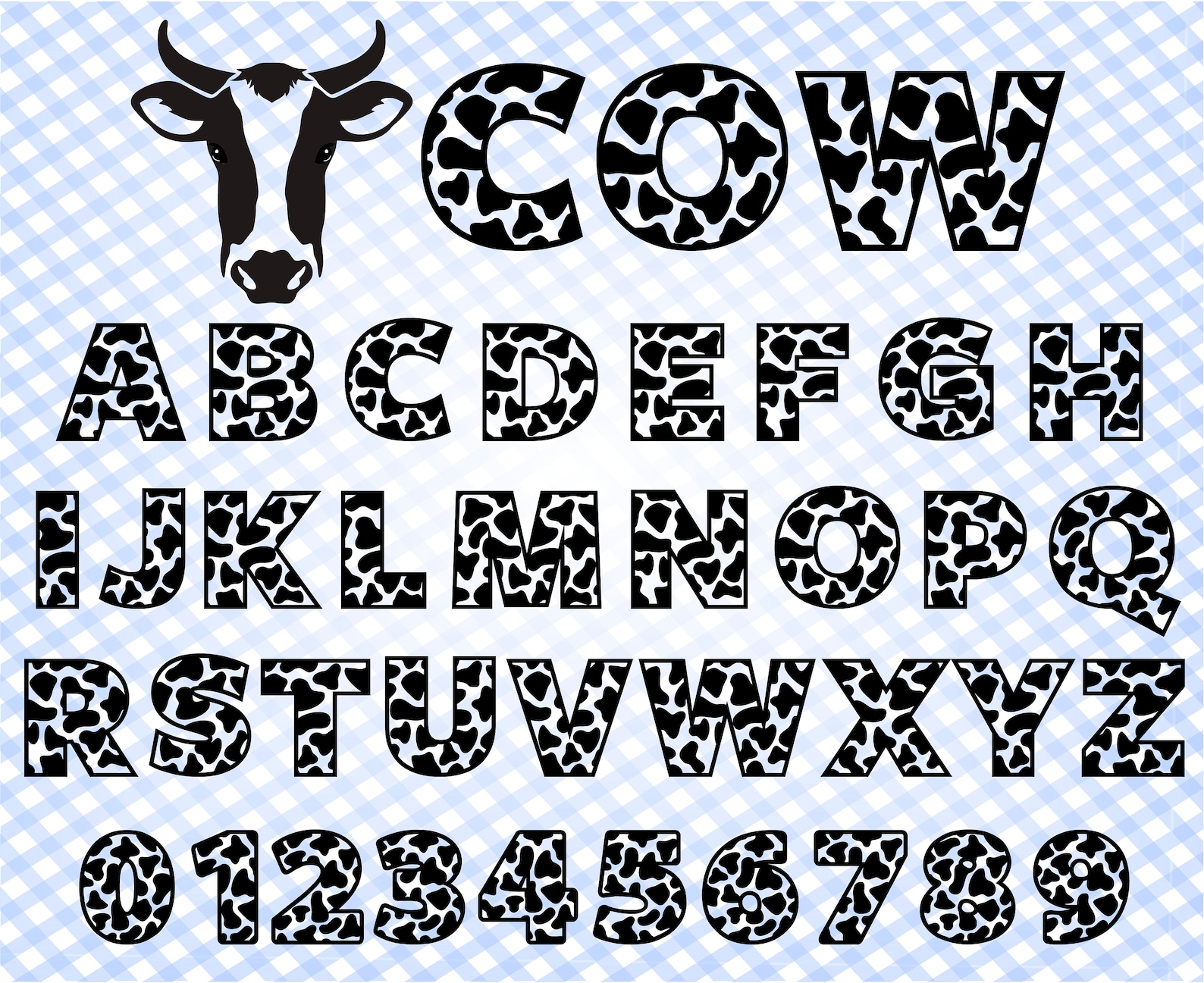 Cow Font Svg Font Animal Svg Cow Alphabet Svg Farmhouse Font | Etsy UK