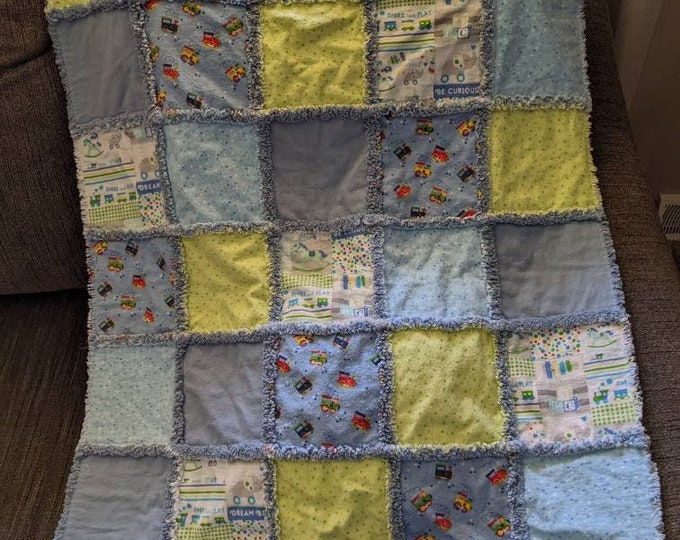 Trains Baby Rag Quilt - Etsy