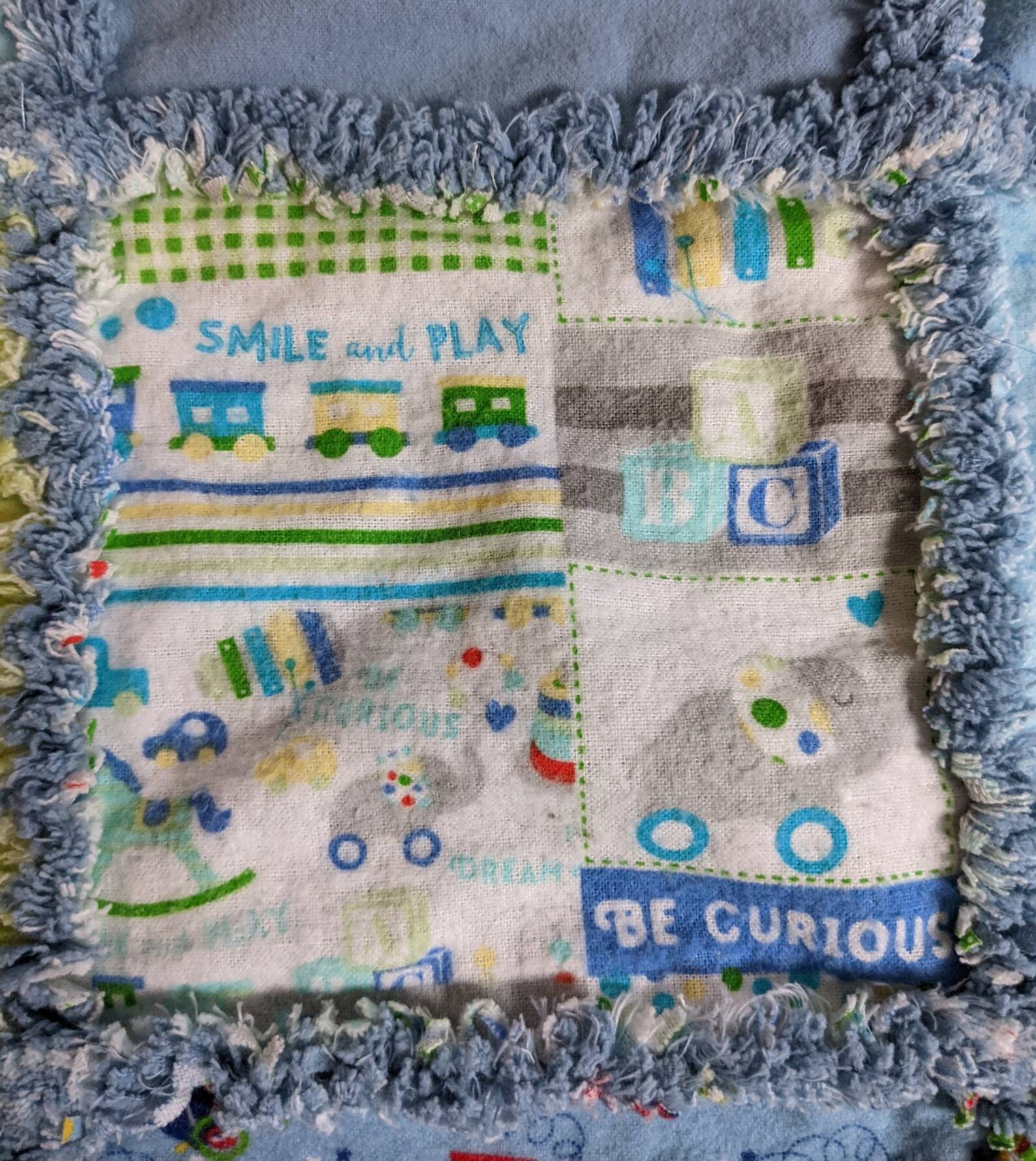 Trains Baby Rag Quilt - Etsy