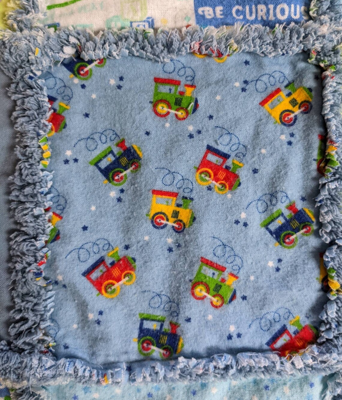 Trains Baby Rag Quilt - Etsy