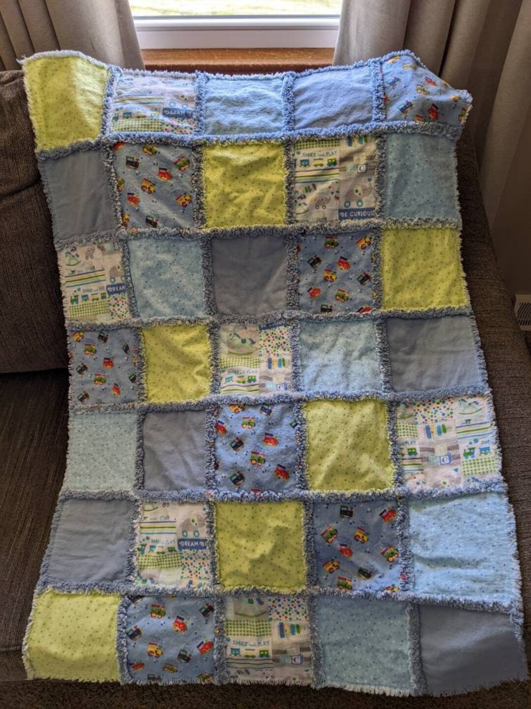 Trains Baby Rag Quilt - Etsy