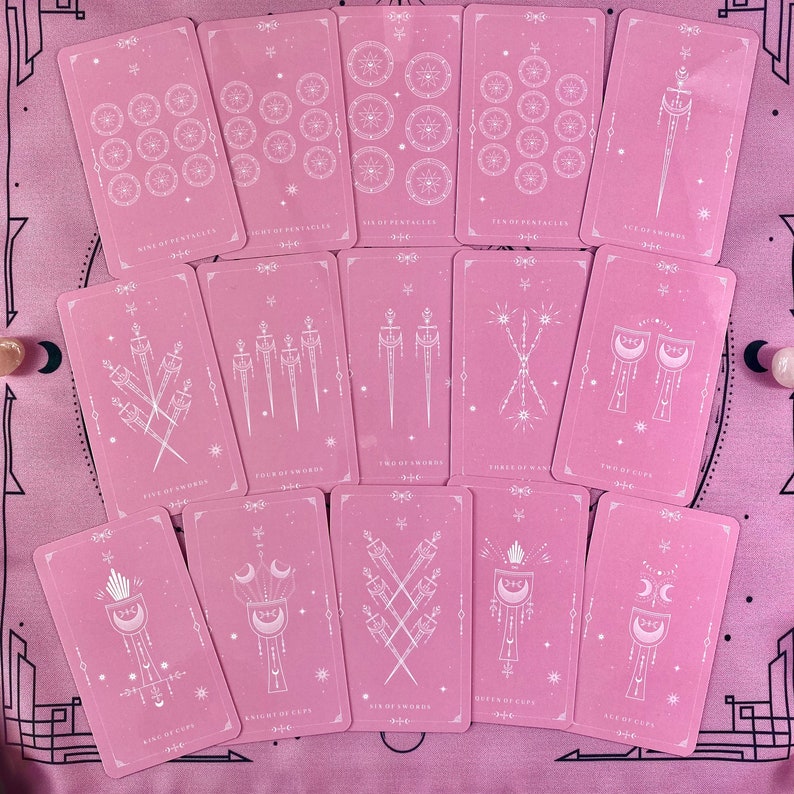 Tarot Deck Minimalistic Pink Whiteplastic Tarot Cards 78 Gift - Etsy