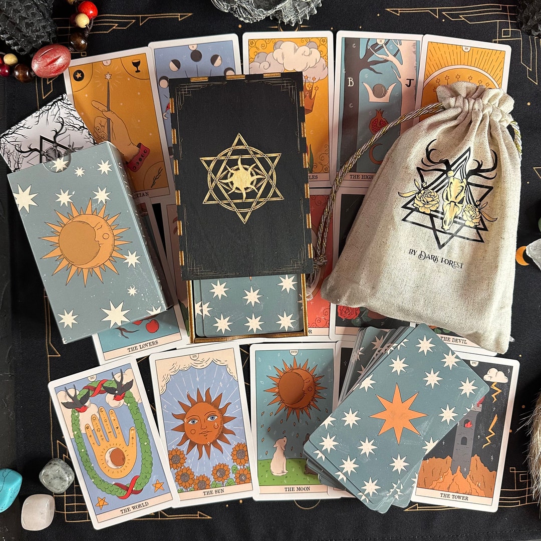 Tarot Deck Moon Magic,tarot Cards 78 Eco Linen Cardboard Gift Set With ...