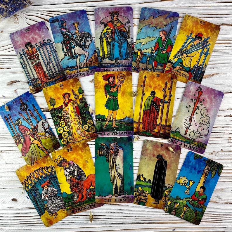 Tarot Deck Watercolor Borderlessplastic Tarot Cards 78 Gift | Etsy Canada