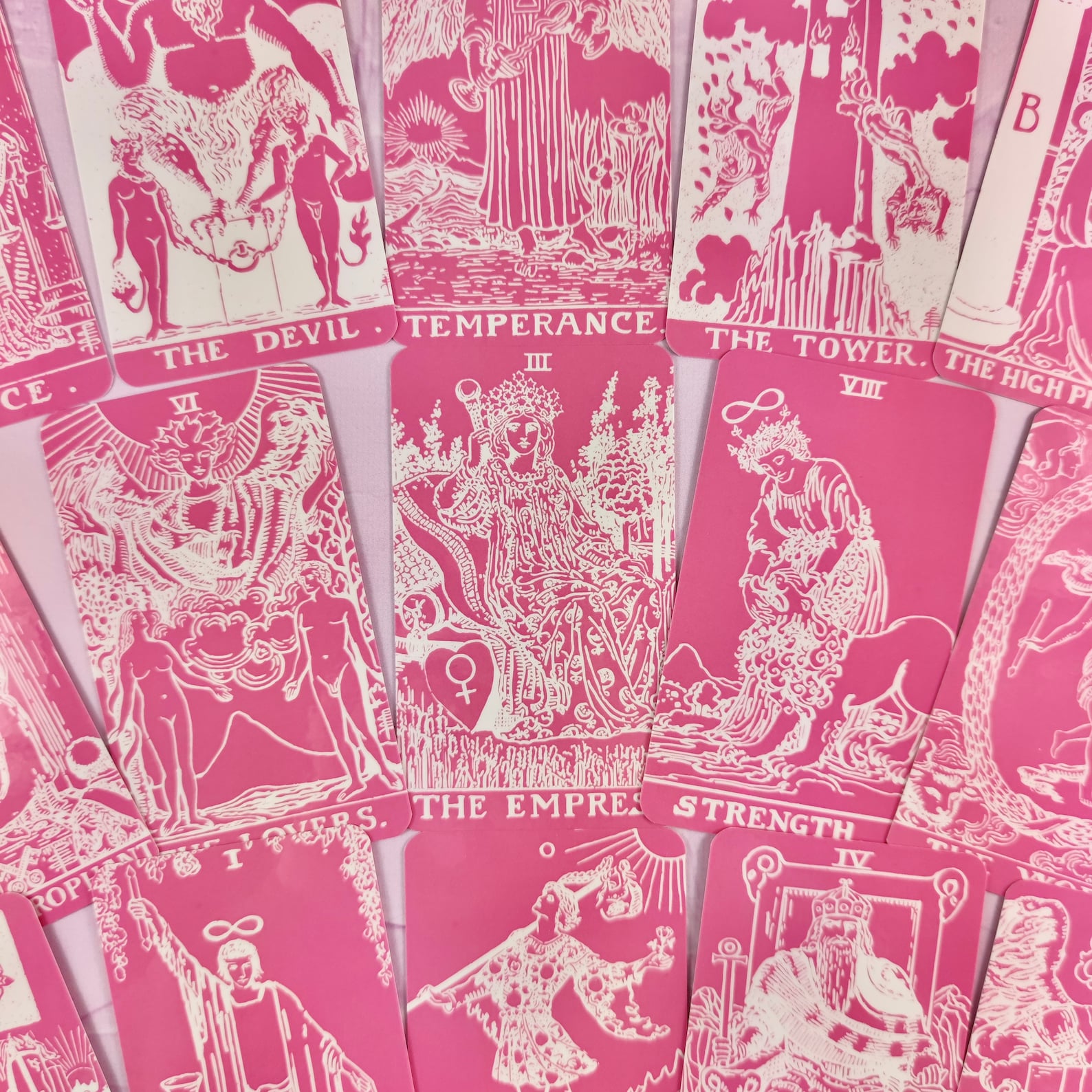 Tarot Deck Pink Borderlessplastic Tarot Cards 78 Gift Set | Etsy