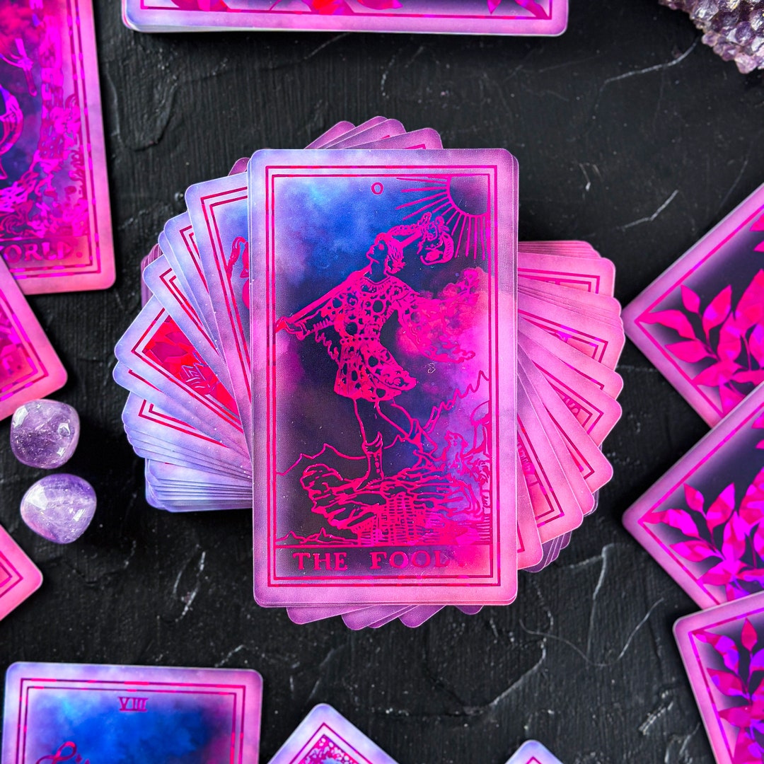 Tarot Cards Deck Neon Foil tarot 78 Cards Anti-scratch - Etsy