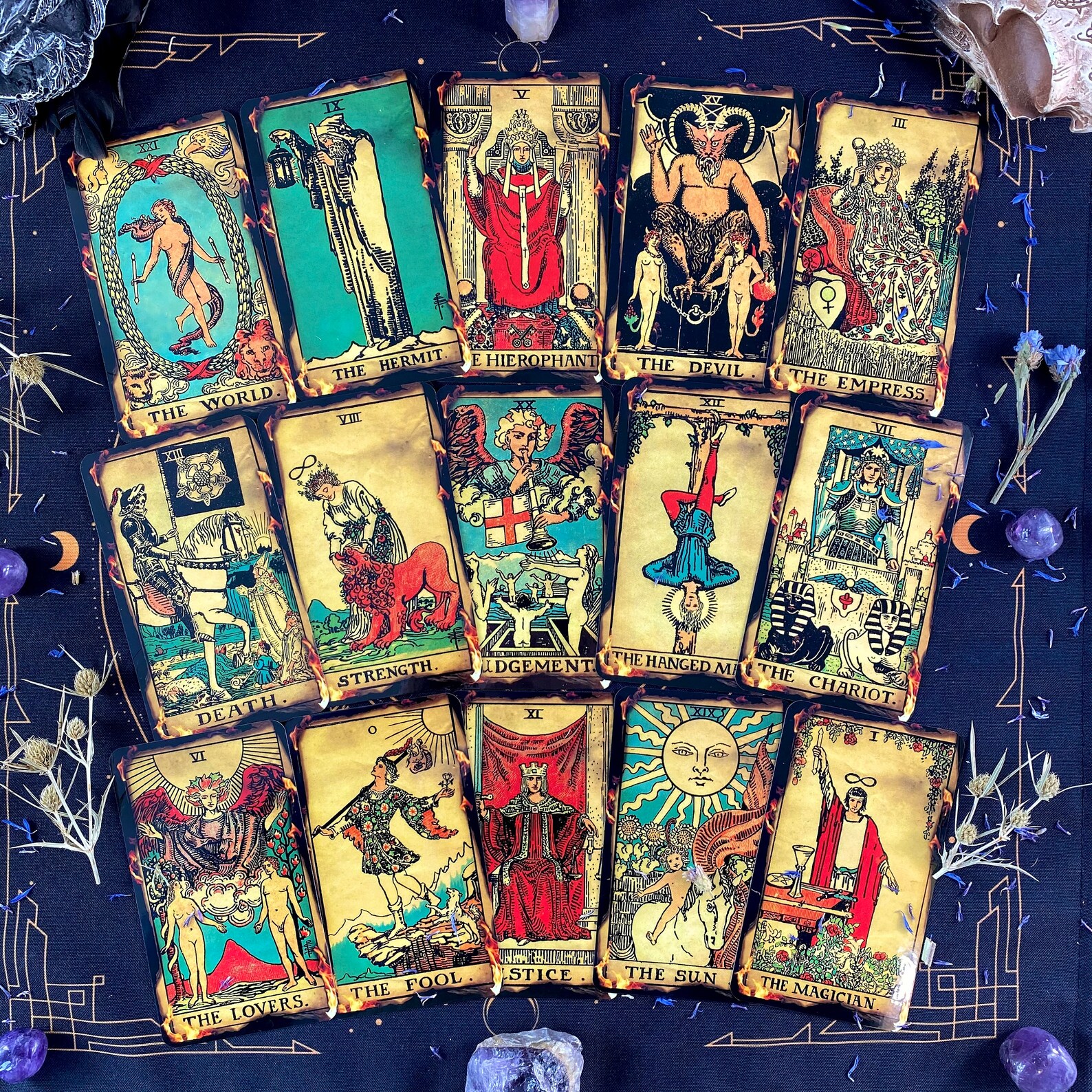 Tarot Deck Fire Plastic Tarot Cards With Guidebook Beginner - Etsy