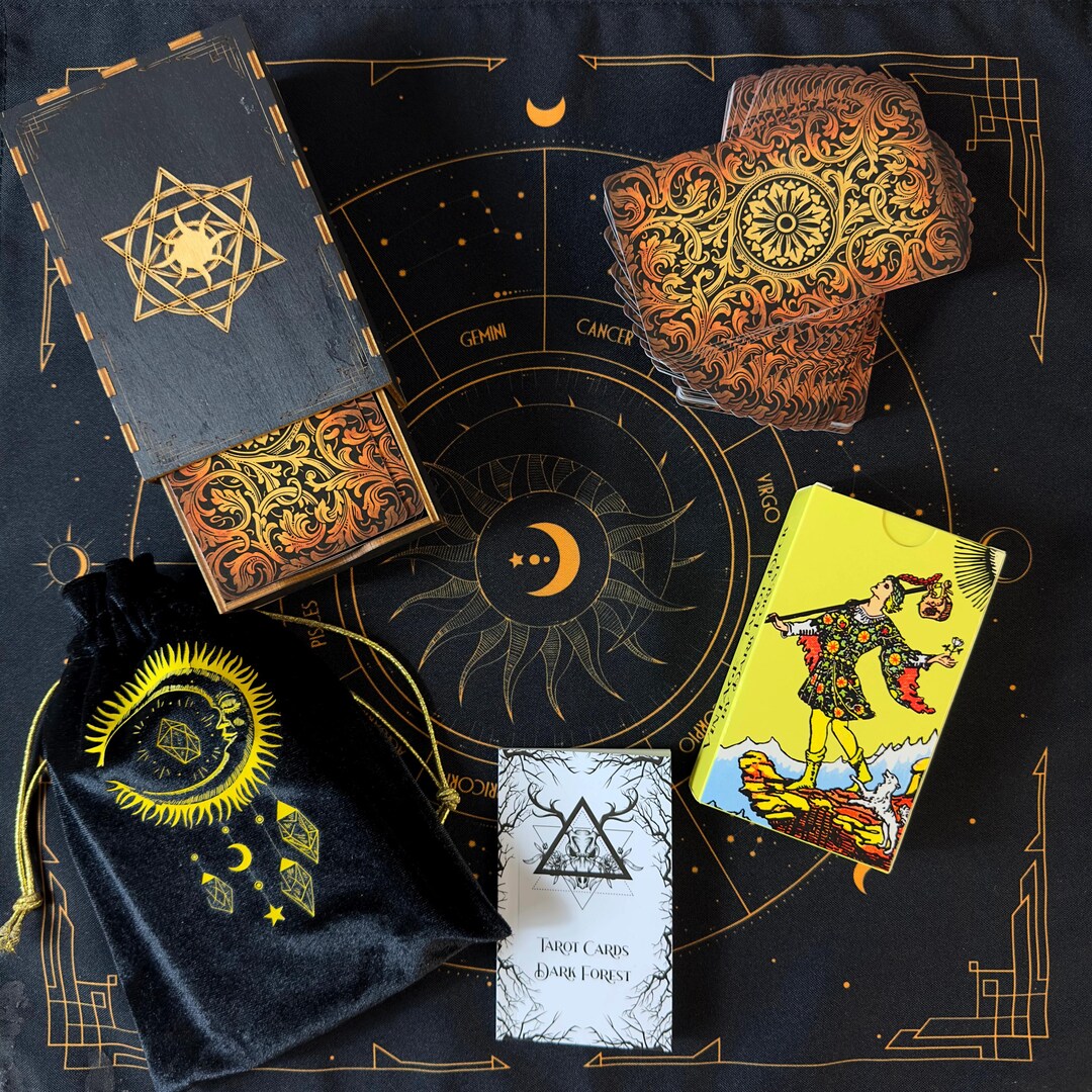 Antique Tarot Deck, Borderless Tarot Cards Set, Craft Linen Cards ...