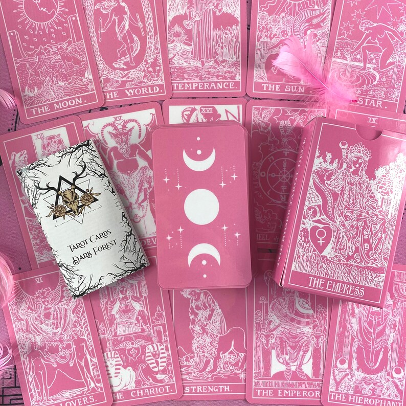Tarot Deck Pink White Plastic Tarot Cards With Guidebook - Etsy Canada