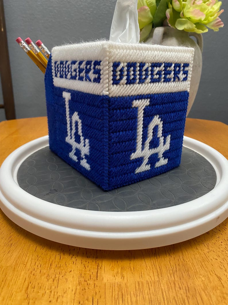 DODGERS LOS ANGELES Baseball Plastic Canvas Tissue Box Cover With ...