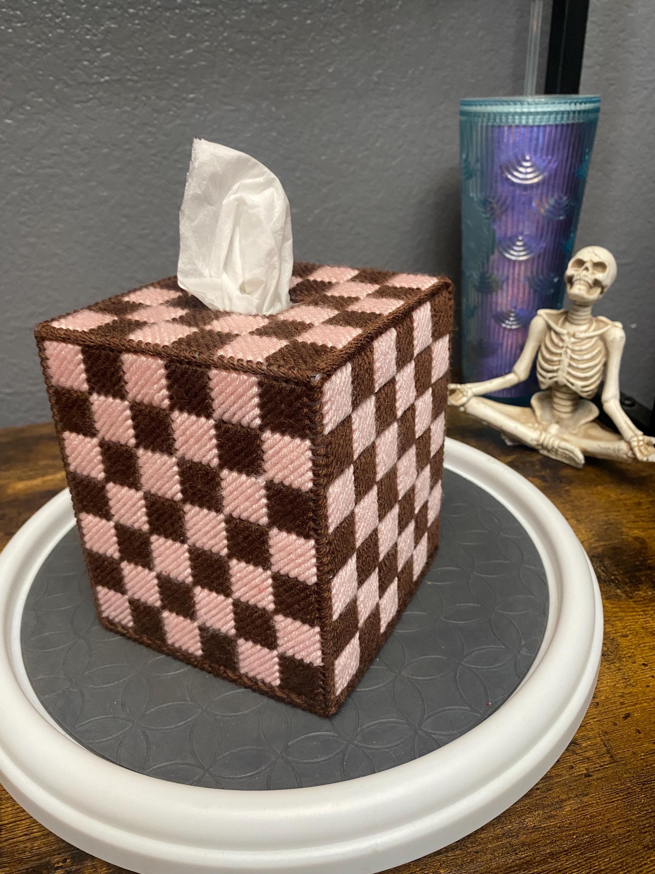 Tissue Box Cover PINK CHOCOLATE CHECKERS - Etsy