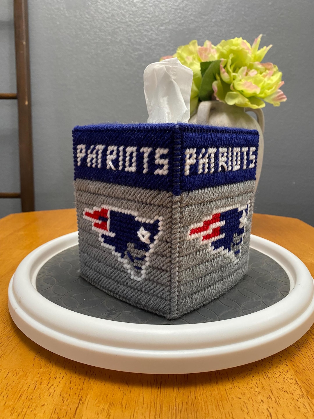 PATRIOTS NEW ENGLAND Football Plastic Canvas Tissue Cover Box - Etsy