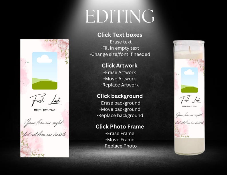 In the Clouds Memorial Candle Template - Etsy
