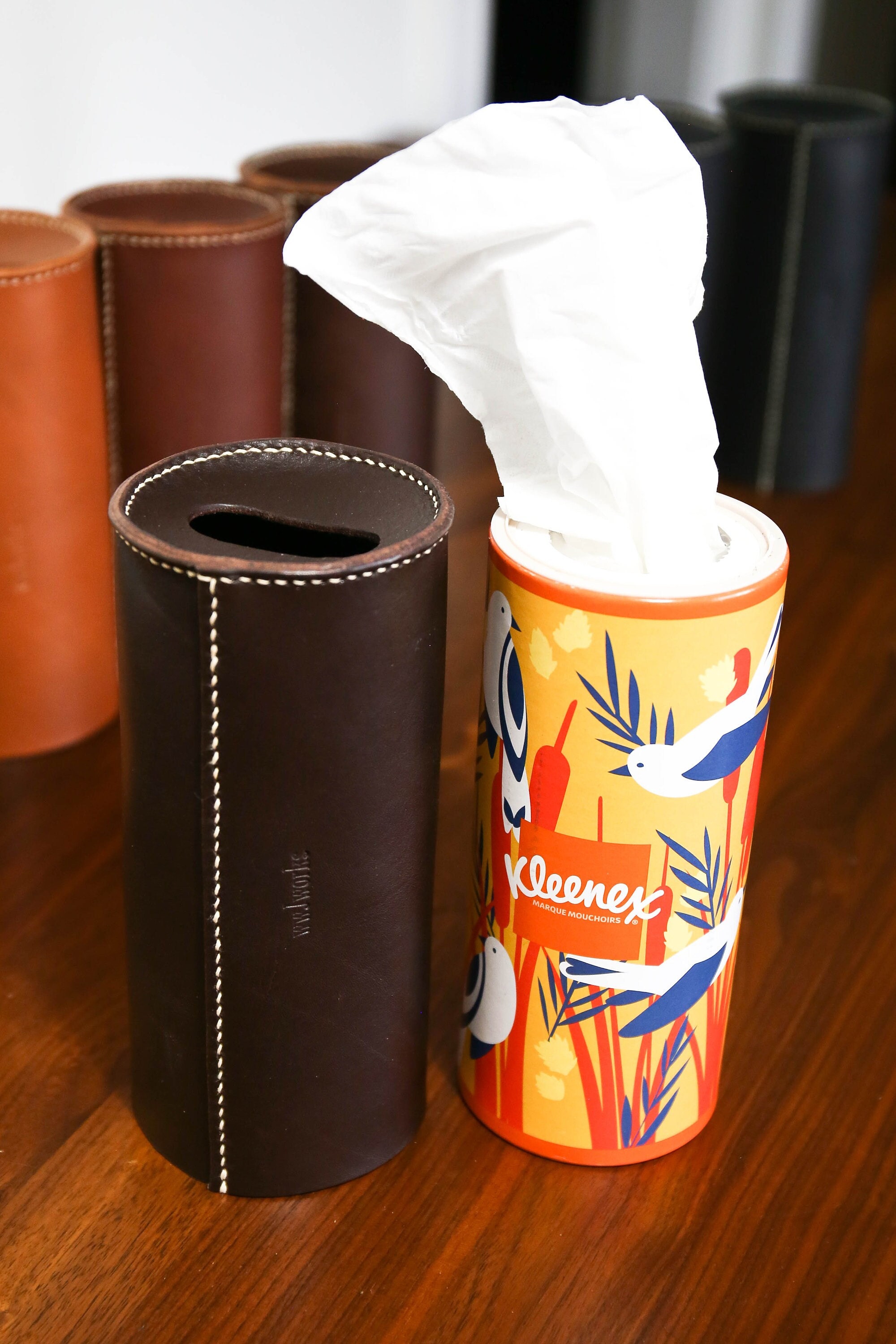 Leather Tissue Canister Cover : Tan / Cognac / Peacon / Mocha - Etsy