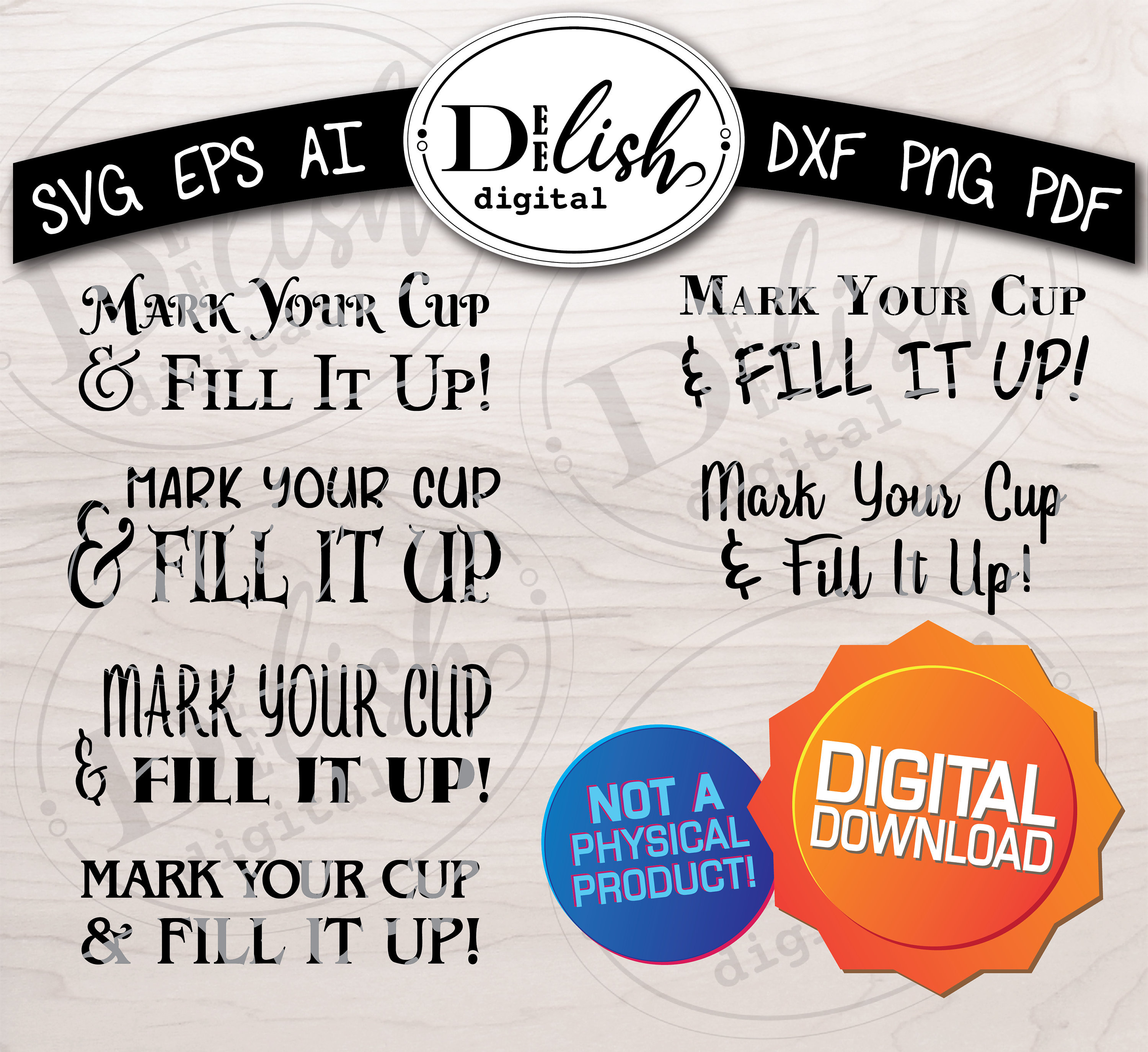 Mark Your Cup and Fill It up SVG Bundle | Svg Dxf Pdf Ai Eps Png | Solo ...