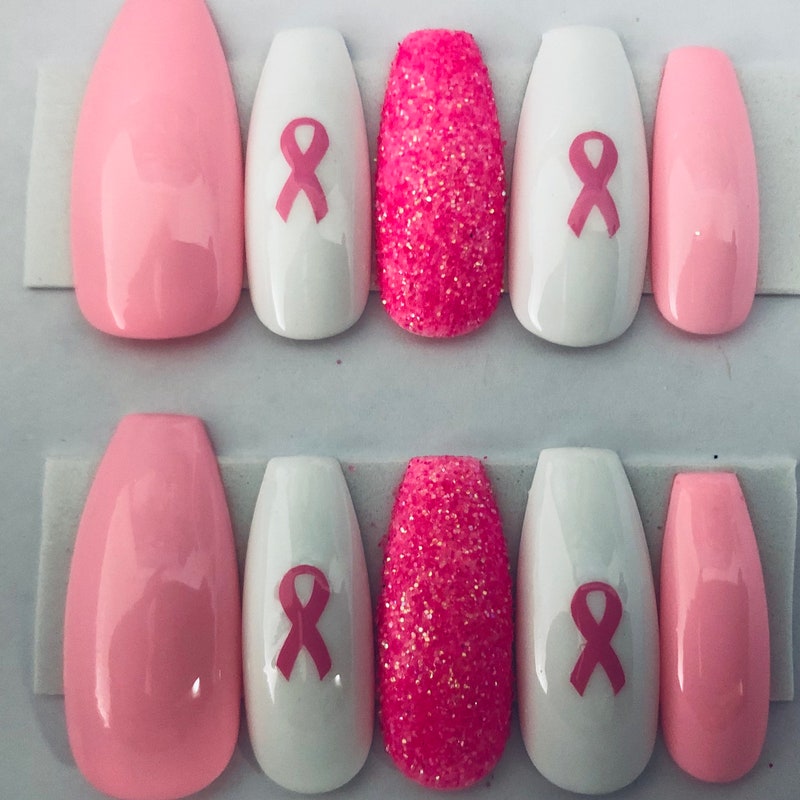 Breast Cancer Nails - Etsy