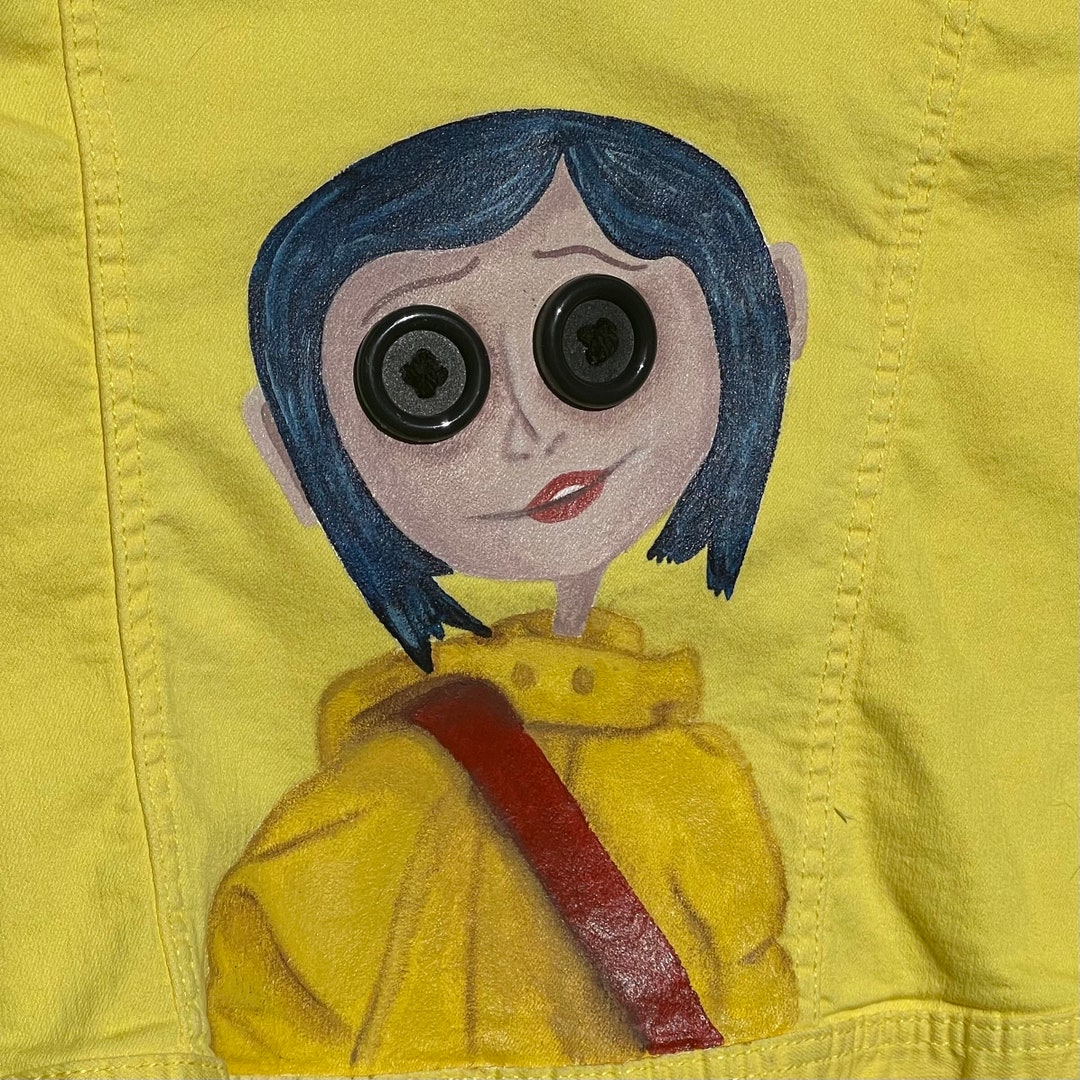 HAND PAINTED “coraline” Yellow Denim Jacket - Size Large (womens) - - Etsy