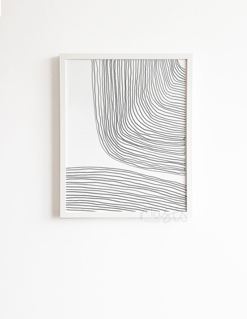 Set of 2 Printable Abstract Posters, Gray Lines Cozy Rent Home Wall ...