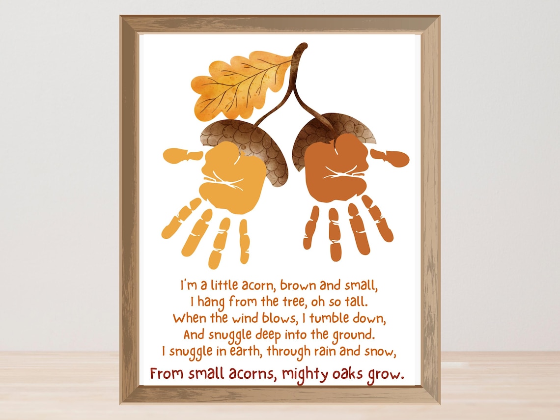 Acorn Handprint Art Printable | Fall Keepsake Poem for Kids | DIY ...