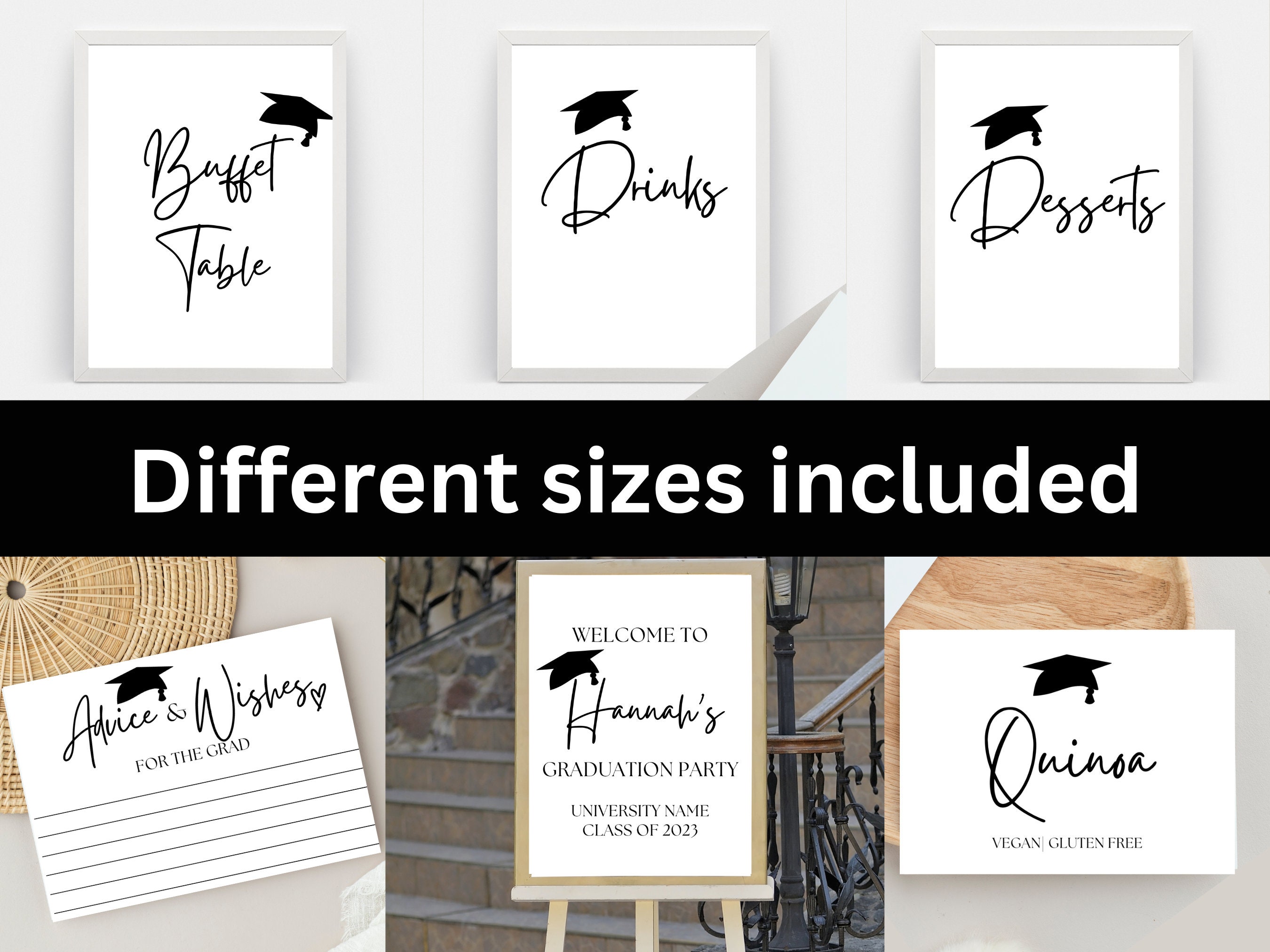 Editable Graduation Party Sign Bundle, Class of 2025 Table Signs ...