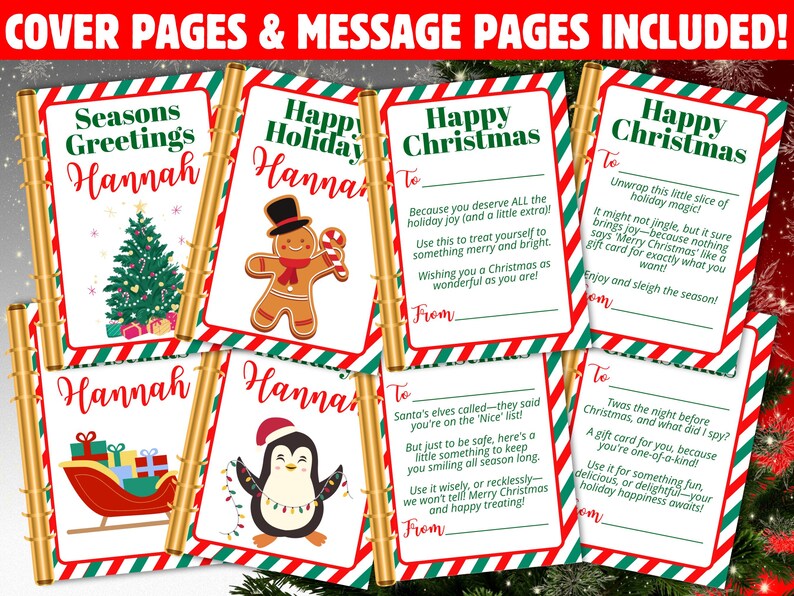 Editable Christmas Gift Card Book Holder, Printable Open When Gift ...