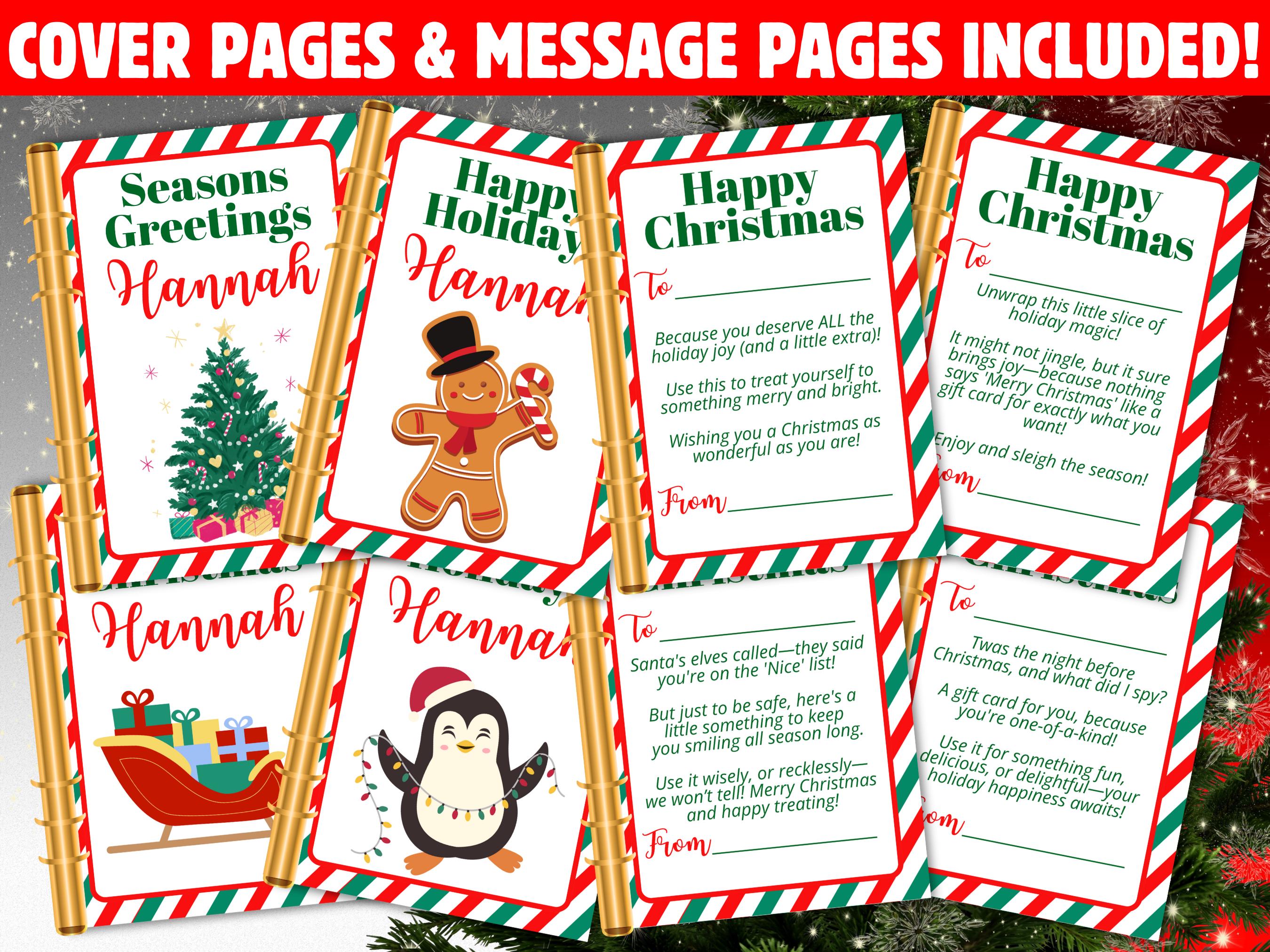 Editable Christmas Gift Card Book Holder, Printable Open When Gift ...