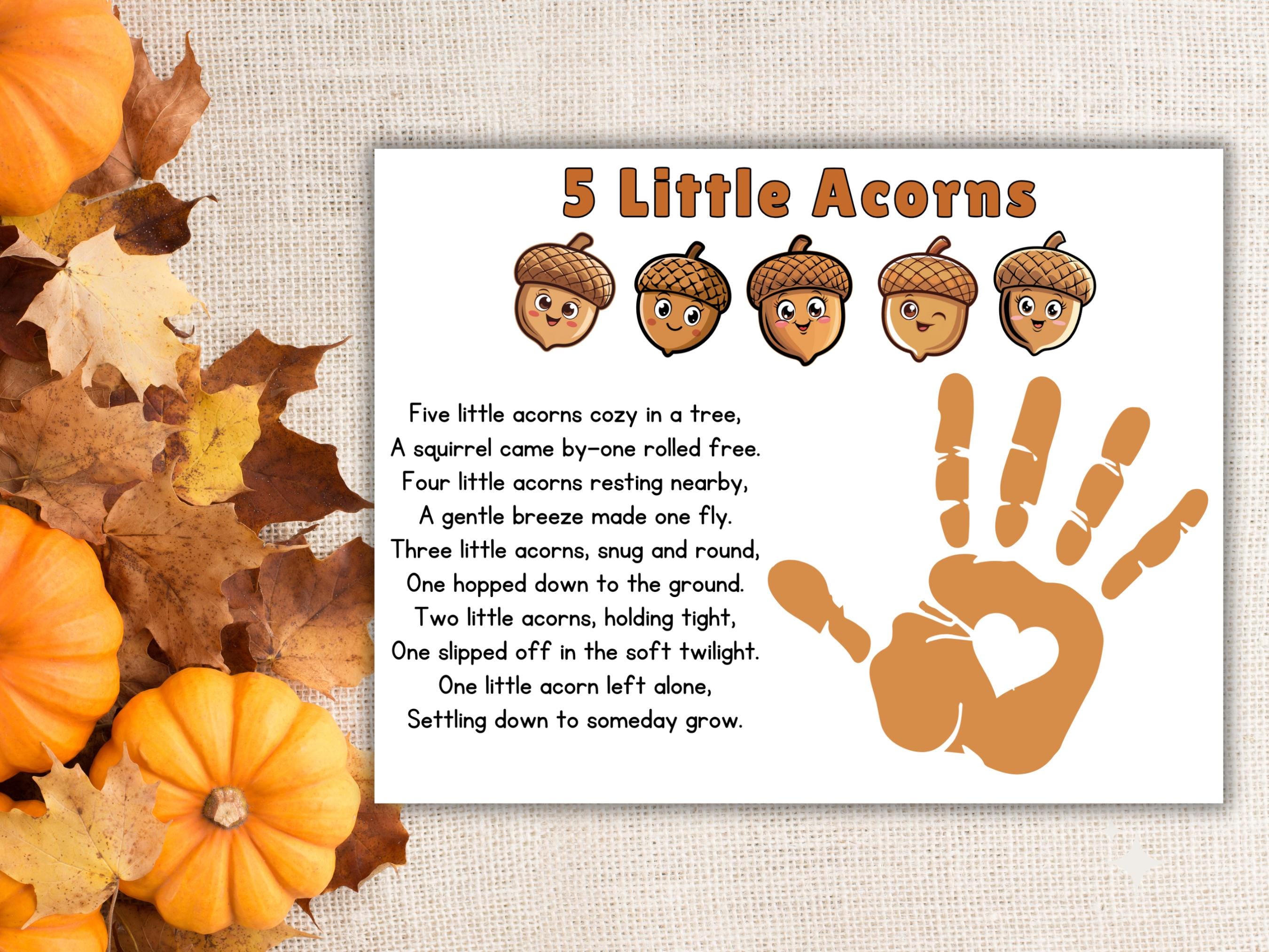 Five Little Acorns Handprint Art, Fall Keepsake (printable) | DIY ...