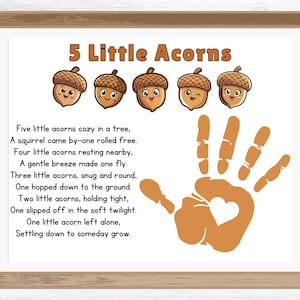 Five Little Acorns Handprint Art, Fall Keepsake (printable) | DIY ...
