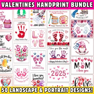 Valentines Day Handprint Art Template Bundle | DIY Kids Love Activity ...