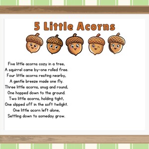 Five Little Acorns Handprint Art, Fall Keepsake (printable) | DIY ...