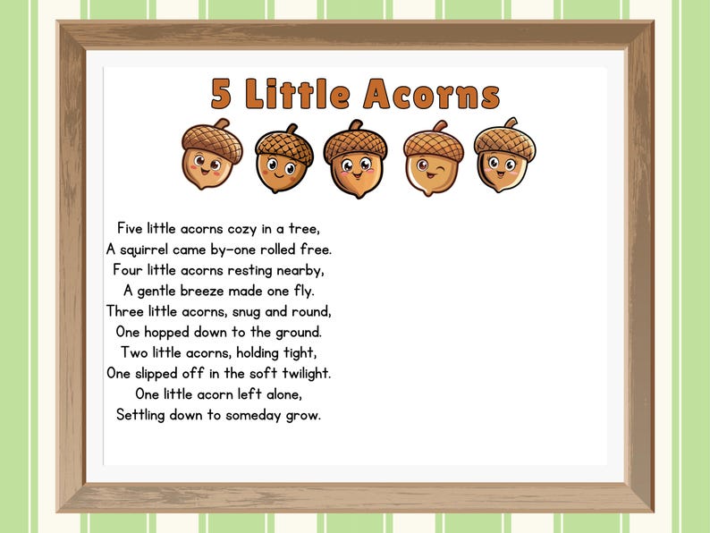 Five Little Acorns Fall Handprint Art Template, DIY Hand Print Craft ...