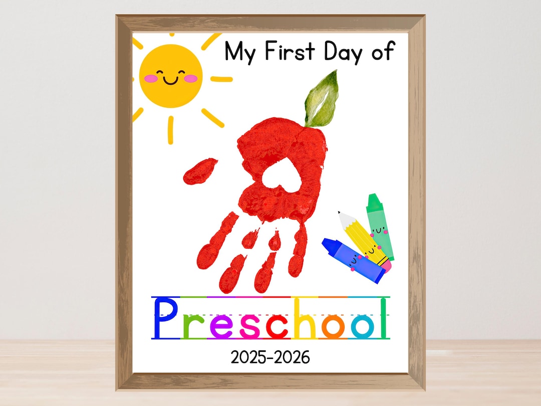First Day of School 2026 Handprint Apple Keepsake Art (digital Download ...