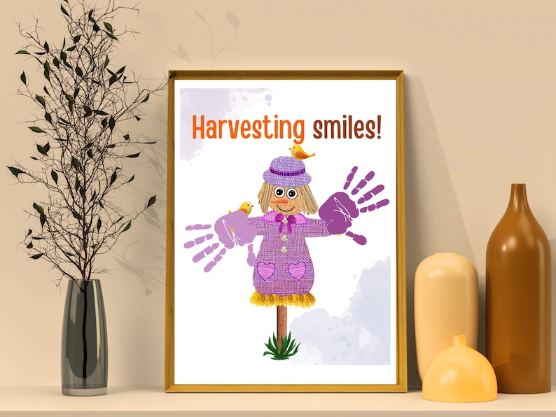Scarecrow Handprint Art, Fall Printable Craft Keepsake for Kids ...