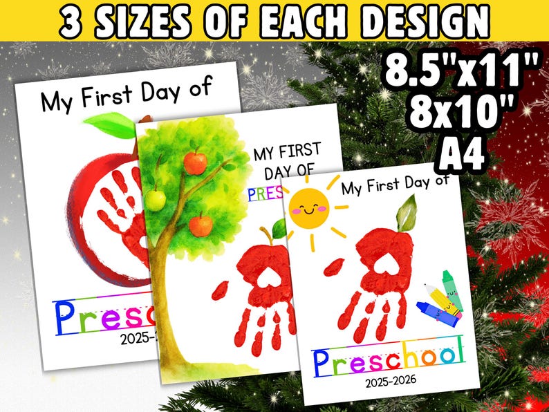First Day of School 2026 Handprint Apple Keepsake Art (digital Download ...