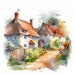 English Village Clipart Bundle, Watercolor - JPG Image Pack, Commercial ...