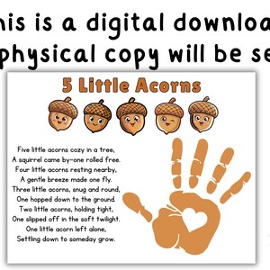 Five Little Acorns Handprint Art, Fall Keepsake (printable) | DIY ...