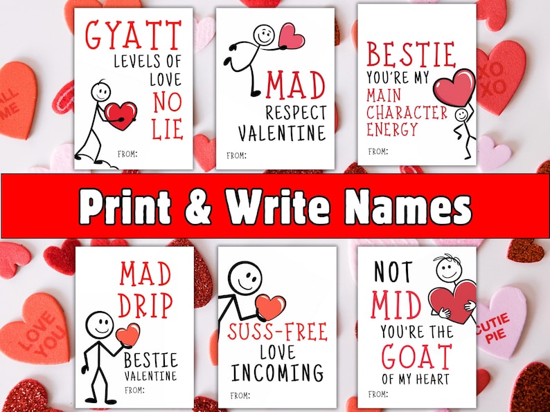 Slang Kids Valentine's Day Cards, Skibi Sigma Rizz, Funny Printable, No ...