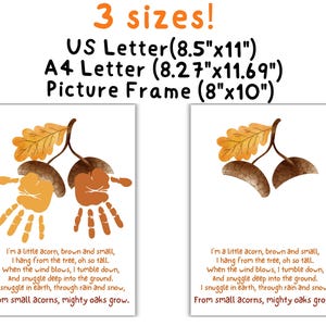 From Little Acorns Grow Mighty Oaks Fall Handprint Art Template, DIY ...