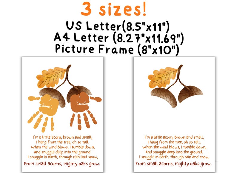 From Little Acorns Grow Mighty Oaks Fall Handprint Art Template, DIY ...