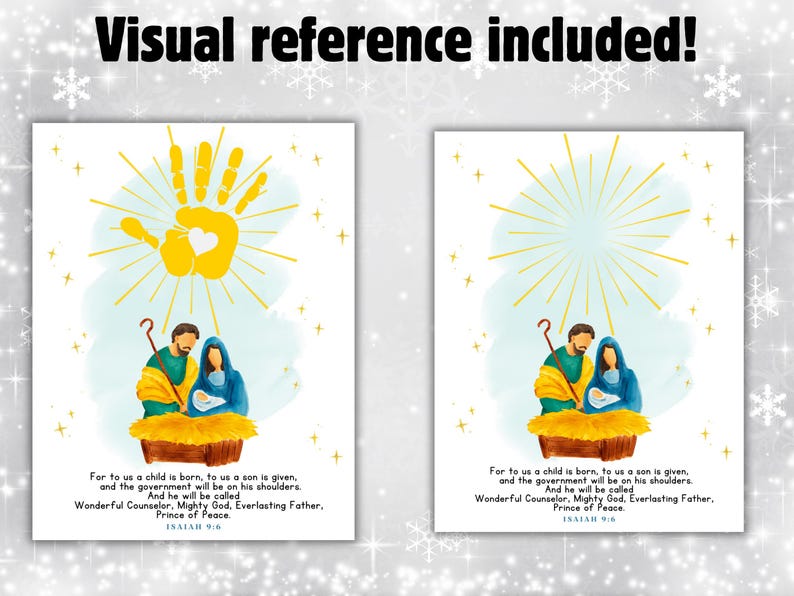 Nativity Handprint Art, Isaiah 9 Bible Verse, Christmas Craft (PDF ...