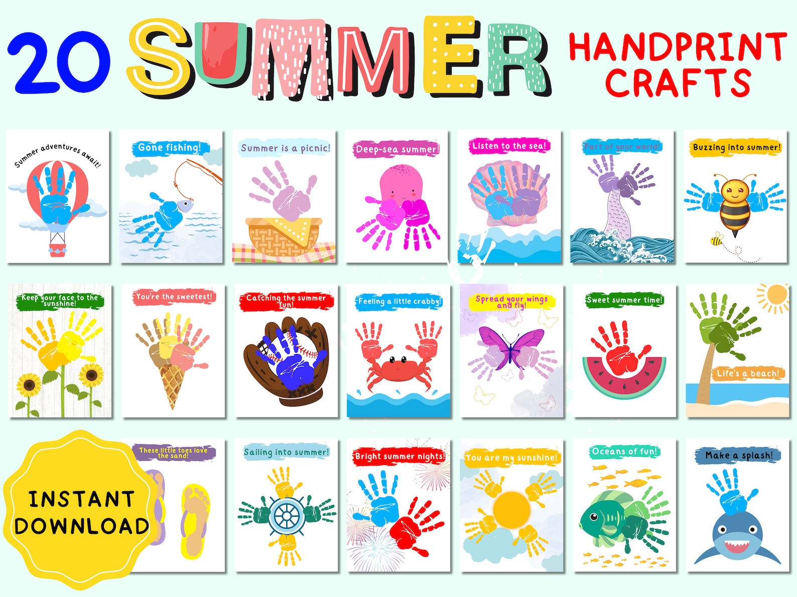 Summer Handprint Craft | Sea Animals Handprint Art | Kids Daycare ...