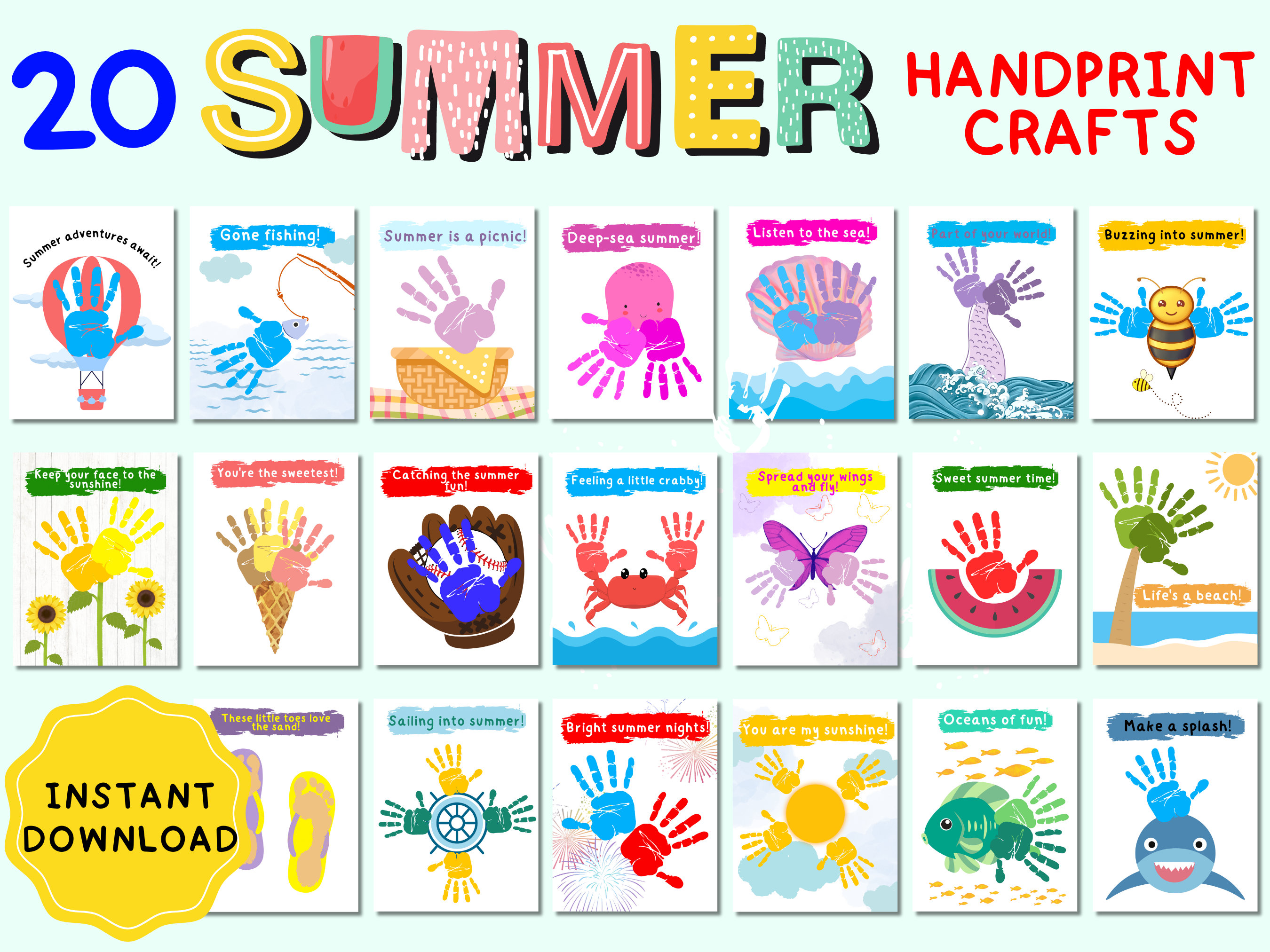 Summer Handprint Craft | Sea Animals Handprint Art | Kids Daycare ...