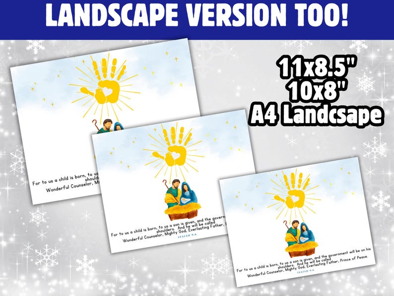 Nativity Handprint Art, Isaiah 9 Bible Verse, Christmas Craft (PDF ...