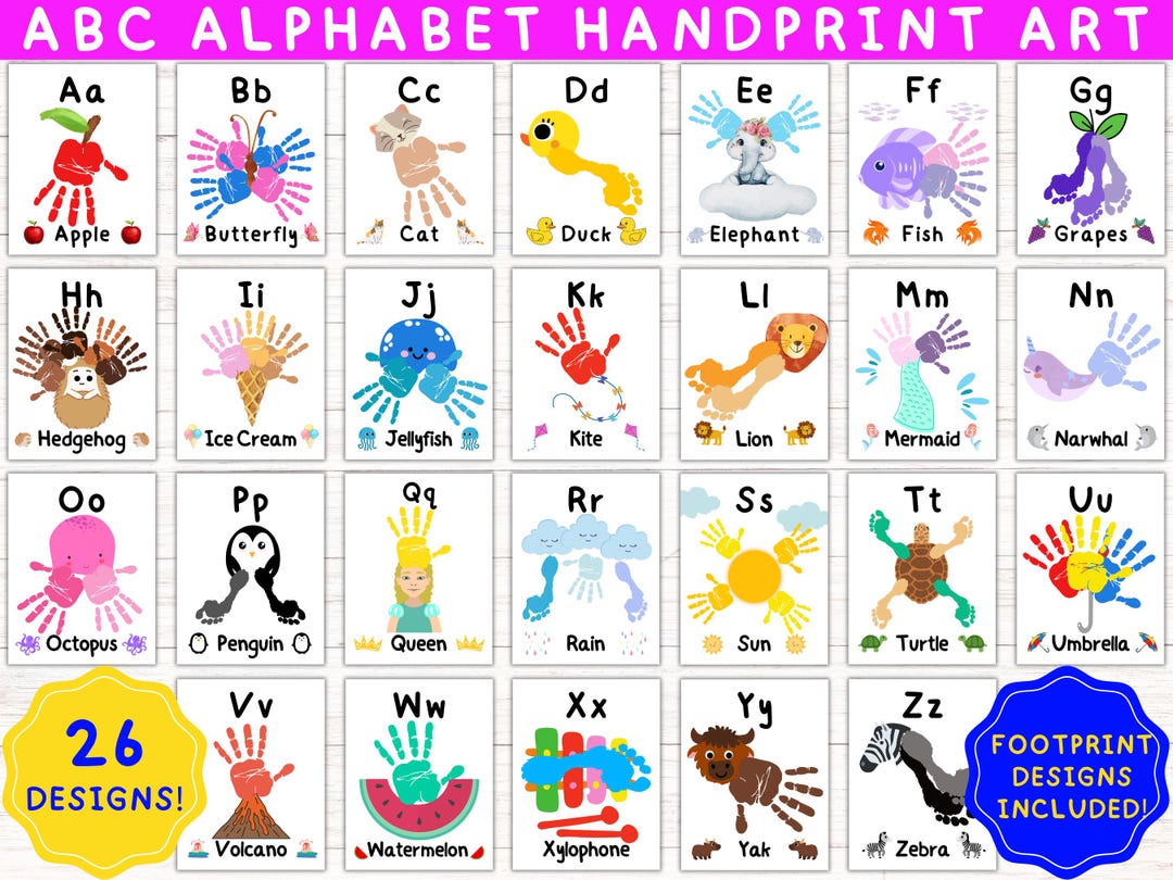 My First A-Z ABC Alphabet Handprint Craft Book Template, Printable ...